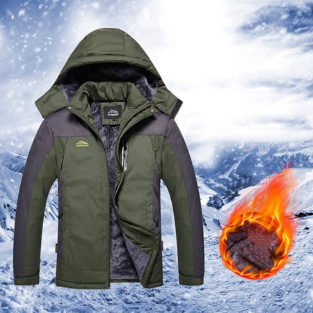 Unisex Inner Fleece Waterproof Hooded Jacket Outdoor Hiking Skiing ...