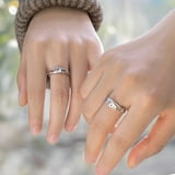 WINDLAND Adjustable Open Band 2 Pieces Princess and Knight Couple Rings ...