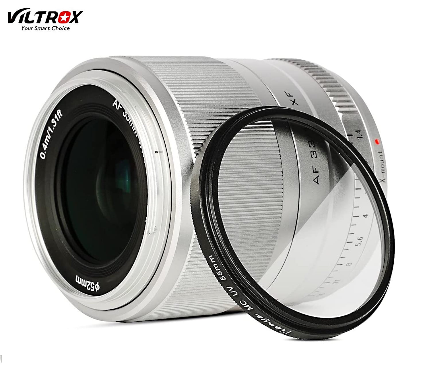 VILTROX 33mm F1.4 XF AF 33/1.4 STM Auto Focus Fixed Focus Lens-Silver for Fujifilm FUJI X-mount ...