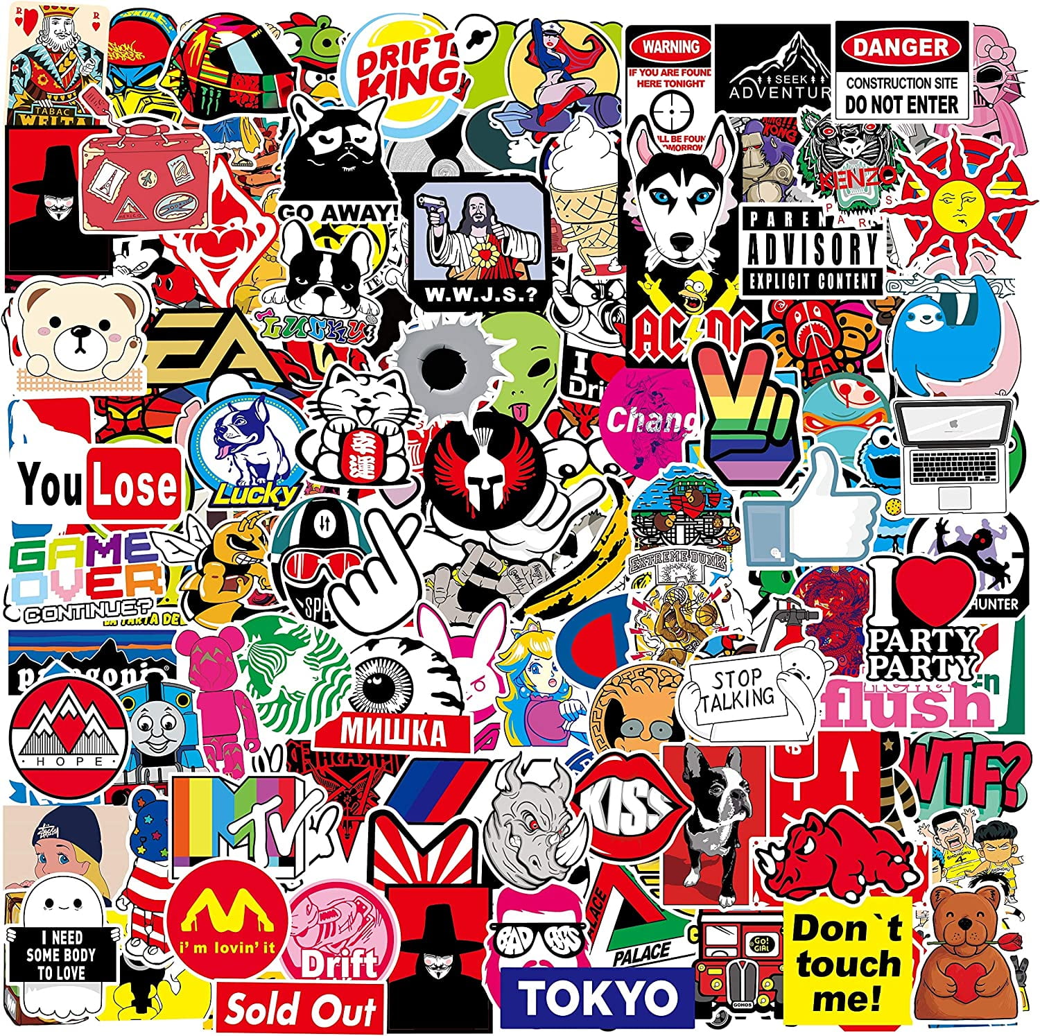 Cool Random Stickers Packs 200pcs Skateboard Car Laptop Water Bottle ...