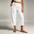 Guluxicc Womens Capri Pants Side Draw String Straight Leg Trousers with ...