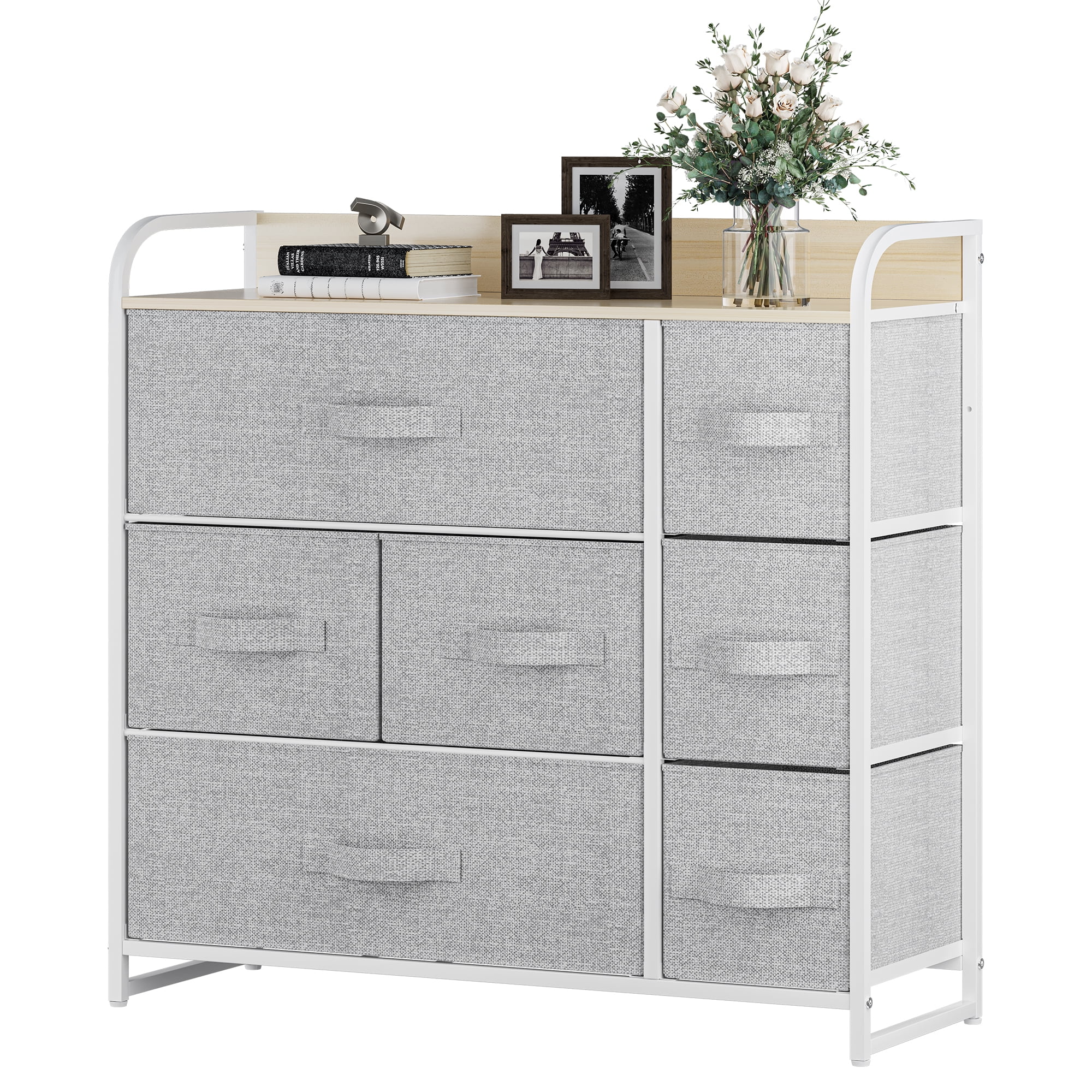 YINTATECH Fabric Storage Tower Dresser with 7 Drawers Organizer Unit ...