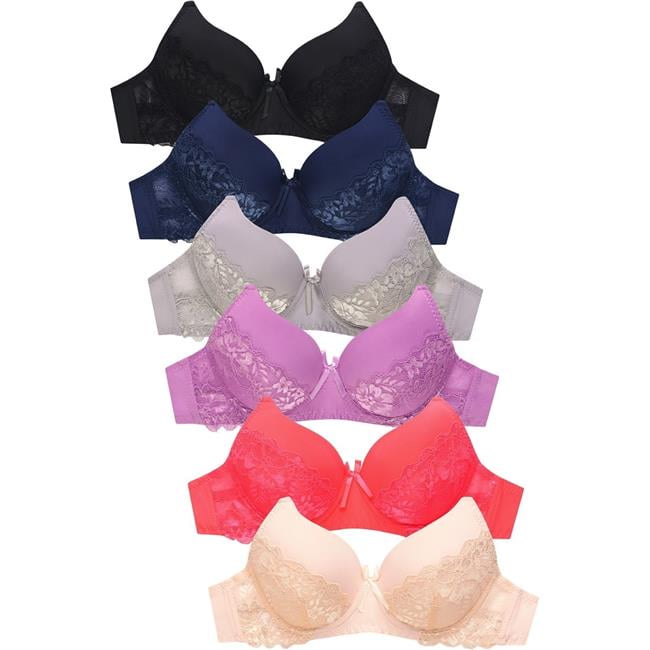 Sofra BR4214PL1 - 32B Womens Solid Lace Accent Bra Style Intimate Sets ...