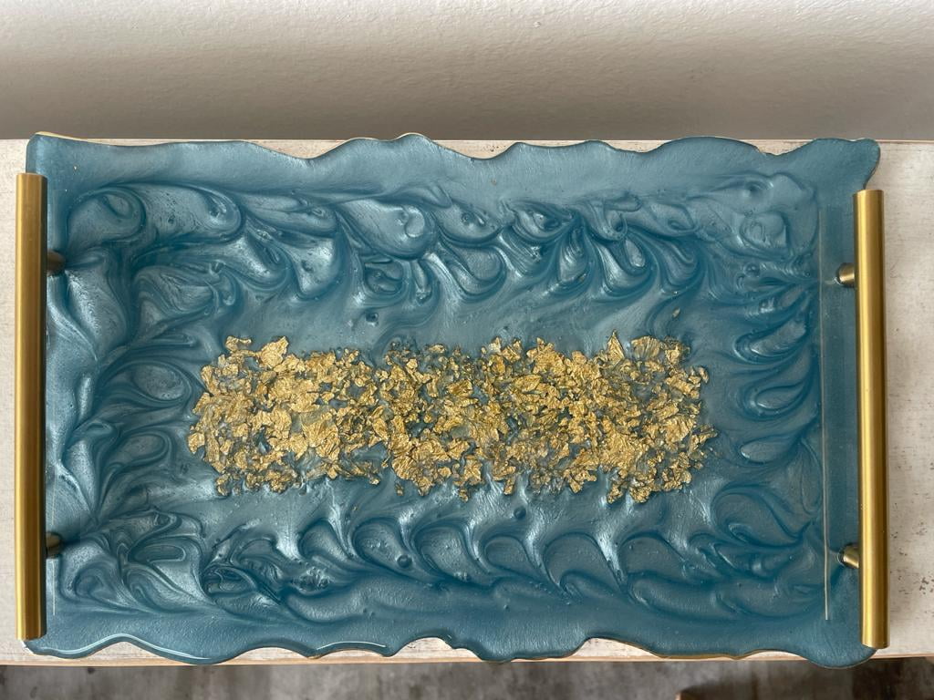 Rectangular Wavy Resin/Epoxy Serving Tray with Flakes Hand made ...