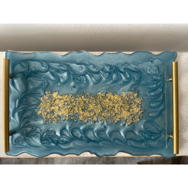 Rectangular Wavy Resin/Epoxy Serving Tray with Flakes Hand made ...