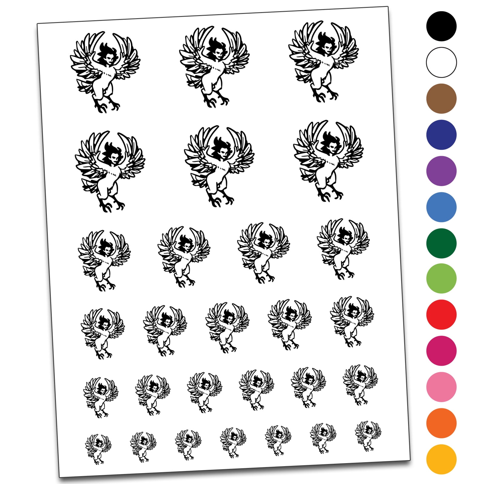 Harpy Greek Mythology Monster Water Resistant Temporary Tattoo Set Fake ...
