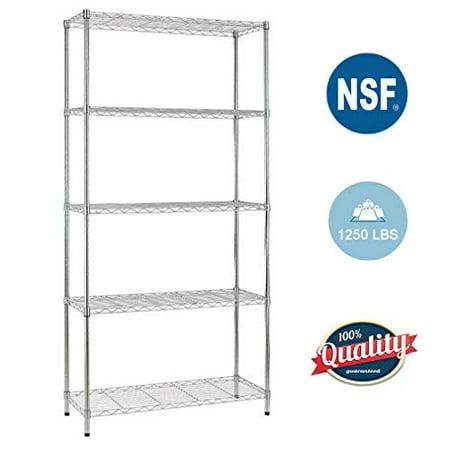 5 Shelf Wire Shelving Unit Garage Heavy Duty Height Adjustable ...