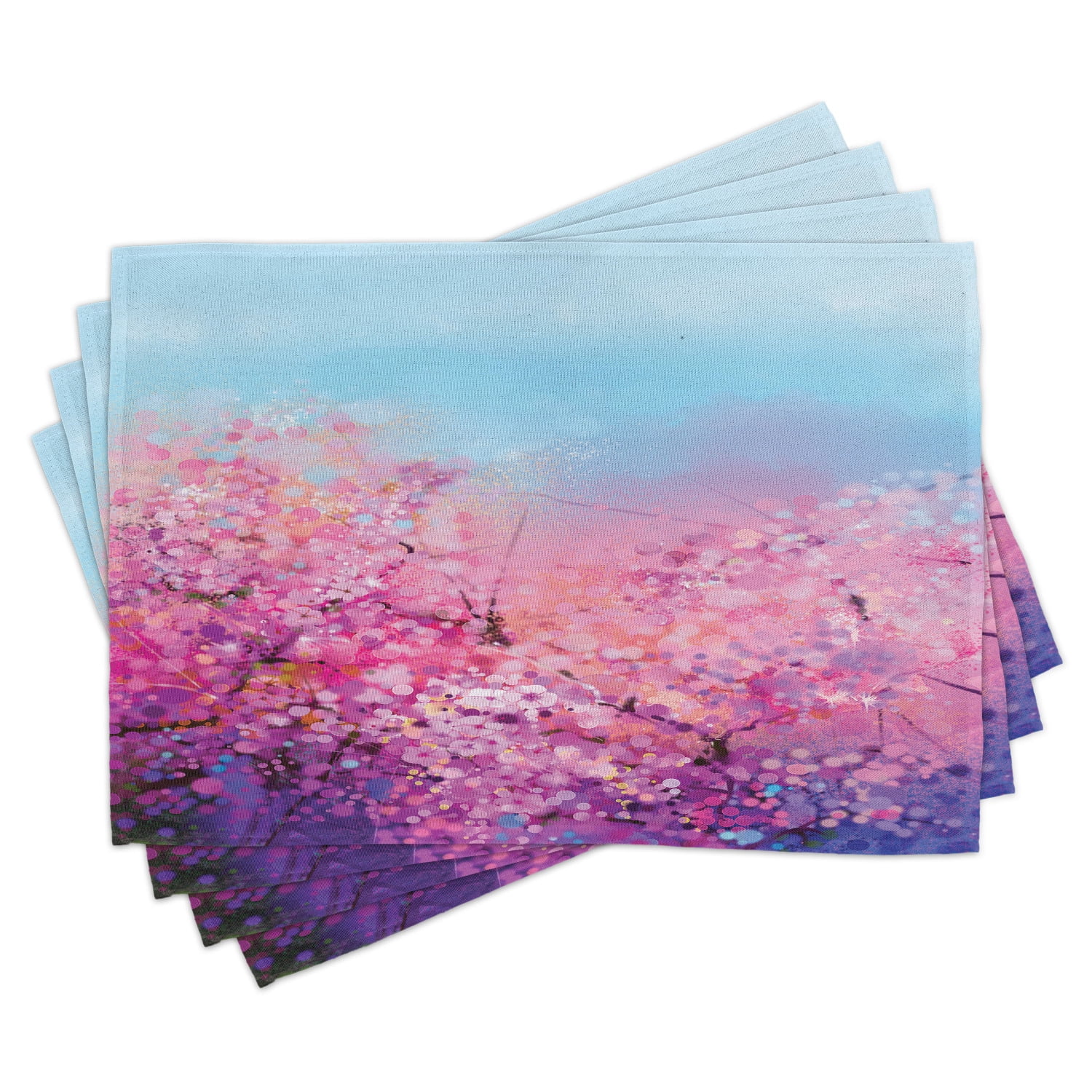 Ambesonne Japanese Place Mats Set of 4, Cherry Spring Theme, Standard ...