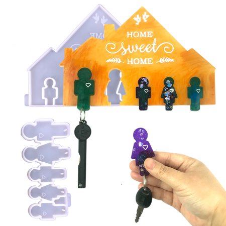 Mymisisa Key Chain Silicone Mold with Key Storage Board Epoxy Key Mold ...