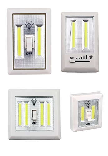 COB LED WIRELESS NIGHT SWITCHES 4 PACK ASSORTMENT- DUAL, DIMMER, MINI ...