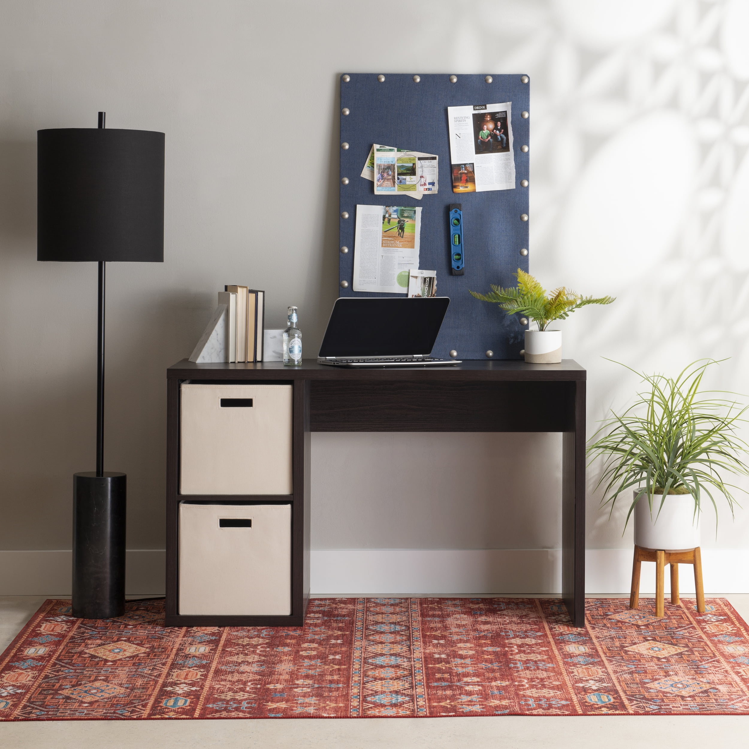 Linon Duhon Writing Desk with 2-Cube Storage, 48.7" Wide, Espresso ...
