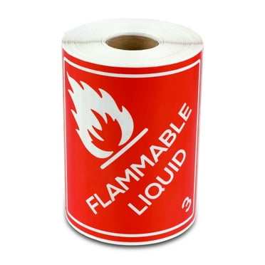 KOVOT 4"x4" Flammable Liquid DOT (Class 3) Hazardous Materials Warning ...