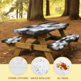 Abstract Brown White Picnic Table Cover with Bench Covers Modern Art ...