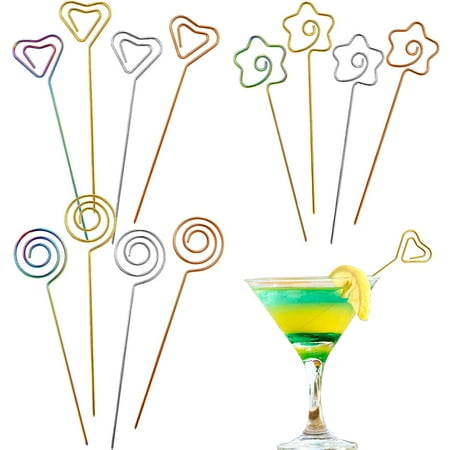 12 Pieces Stainless Steel Cocktail Pick Cocktail Garnish Toothpicks ...