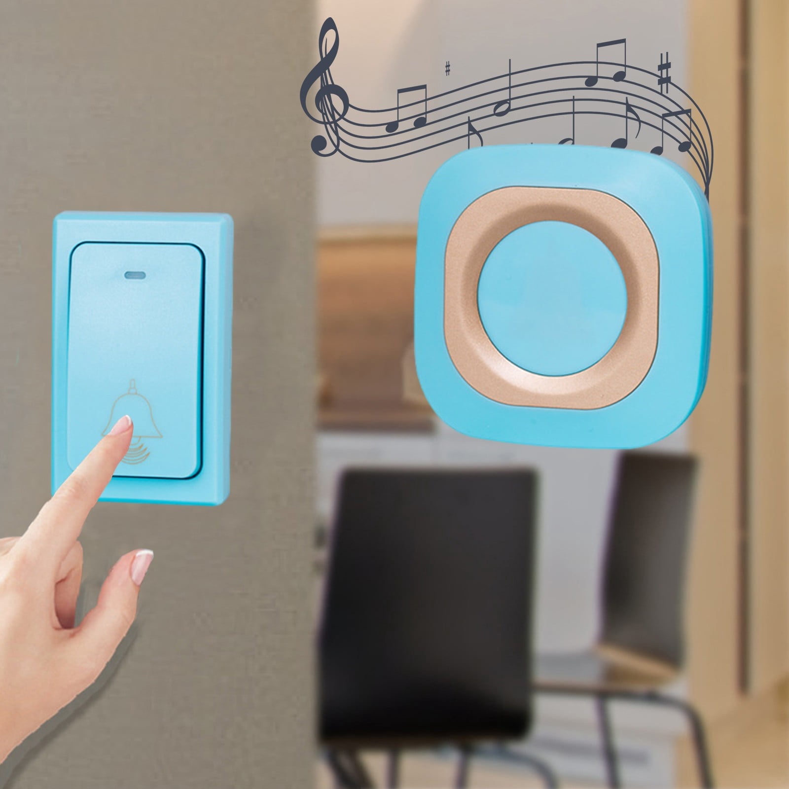 Wireless Doorbell Elegant Wireless Flashing Home Doorbell Self-Powering ...