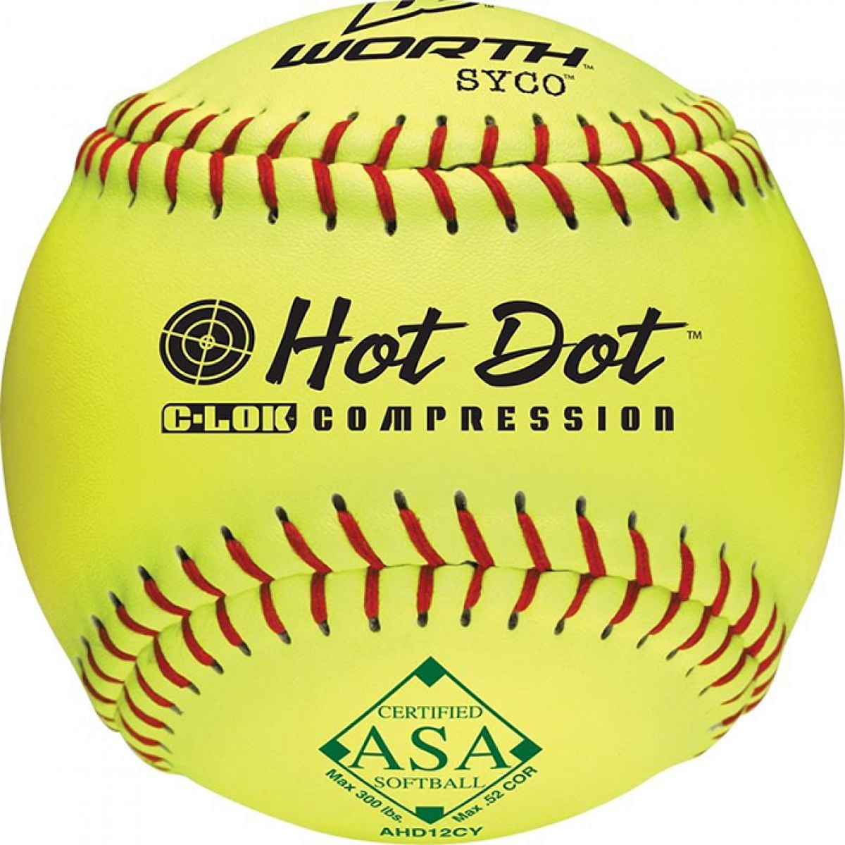 (12 pack) Worth 12" Syco Hot Dot Official ASA Slowpitch Softball ...