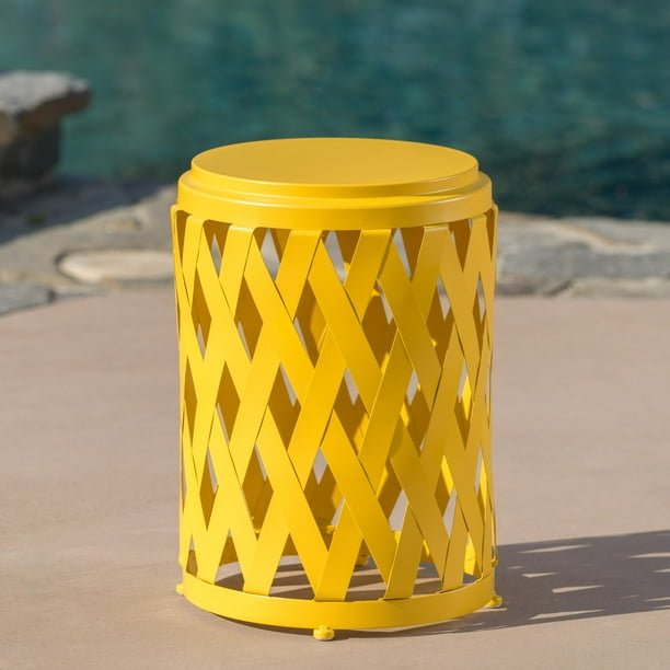 Serenity Outdoor 12 Inch Diameter Matte Iron Side Table, Yellow ...