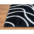HR Plush Cobalt and White Wave-Patterned Shag Rug, 1-Inch-Thick Soft ...