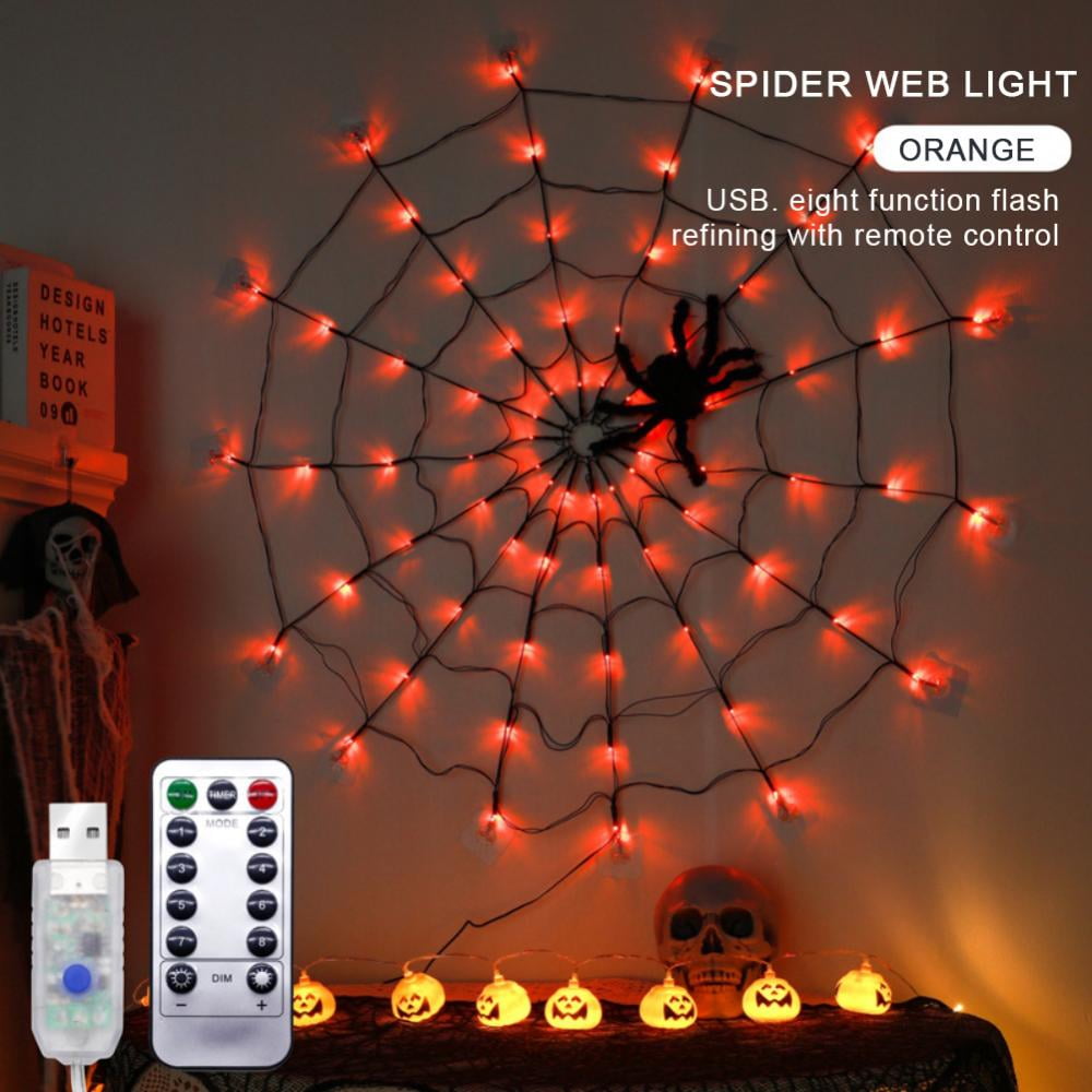 Halloween 70 LED Spider Web Lights with Spider and Controller, 3 Modes ...
