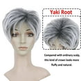 Creamily Grey Short Pixie Cut Wigs For Women With Bangs Synthetic Old