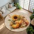 7ft Round Rug, Fall Thanksgiving Non-Skid Rubber Backing Large Area ...