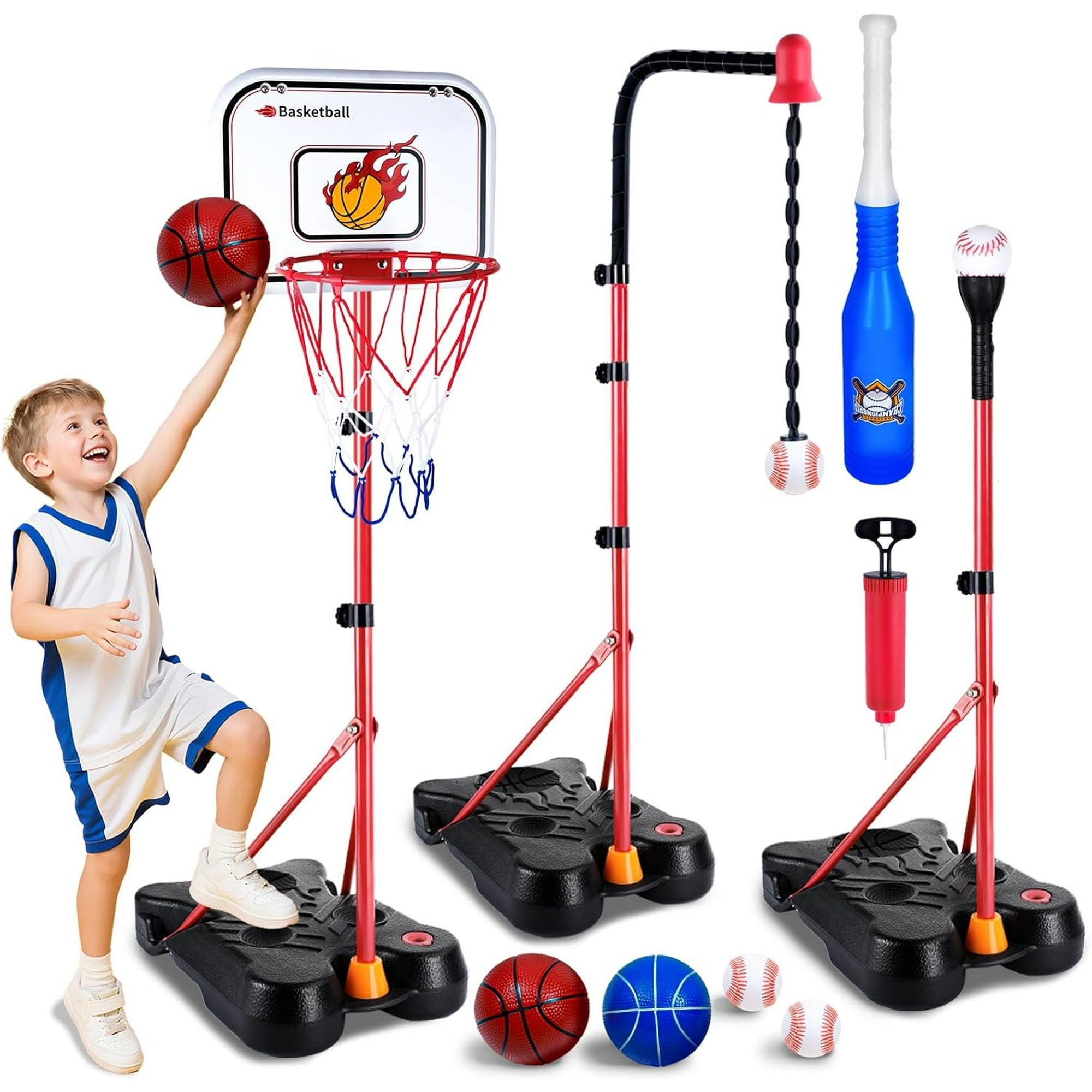 Click here for Salafire 4 In 1 Kids Basketball Hoop And T Ball Se... prices