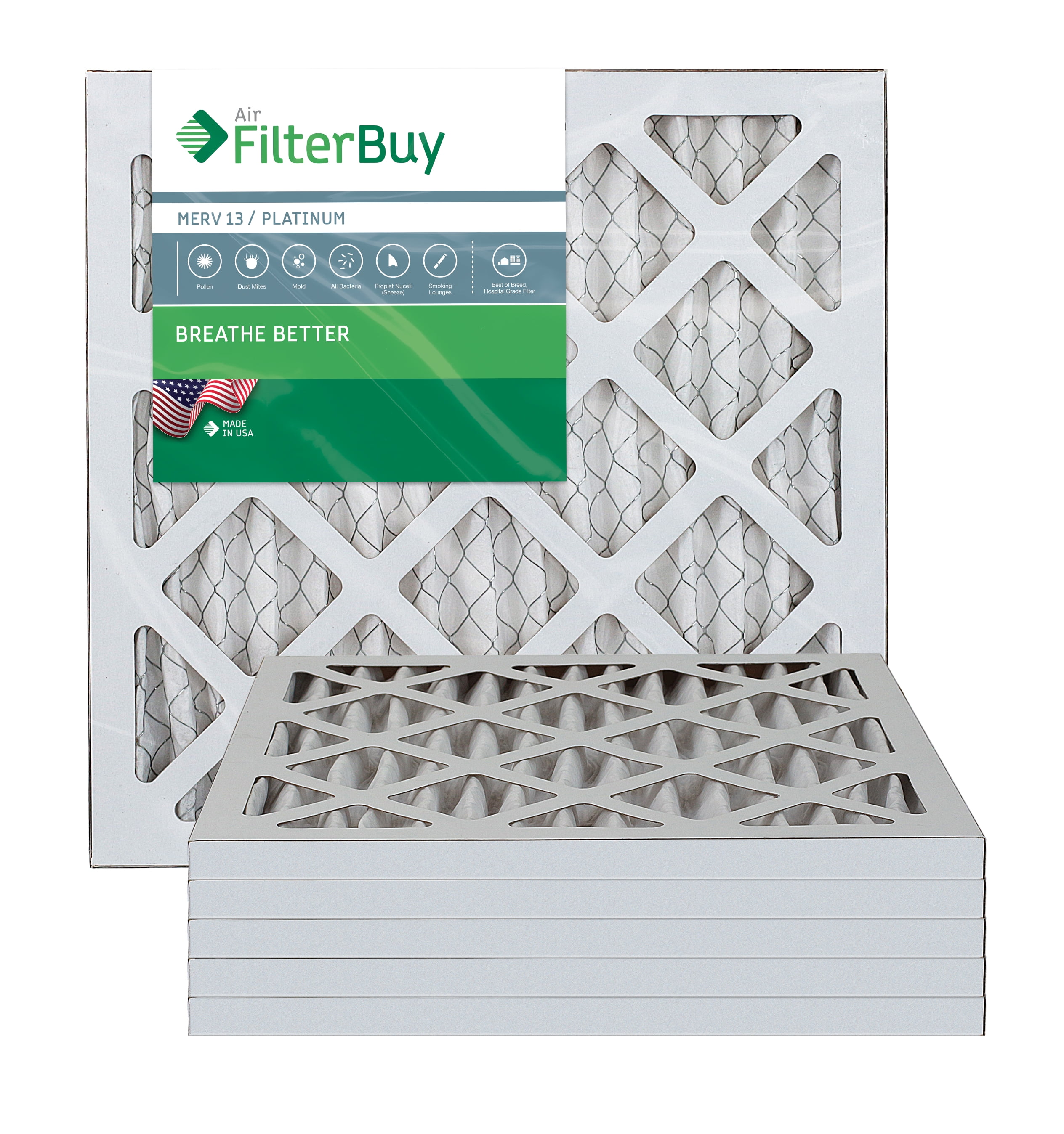 AFB Platinum MERV 13 14x14x1 Pleated AC Furnace Air Filter. Pack of 6 ... AFB Platinum MERV 13 14x14x1 Pleated AC Furnace Air Filter. Pack of 6 ...
