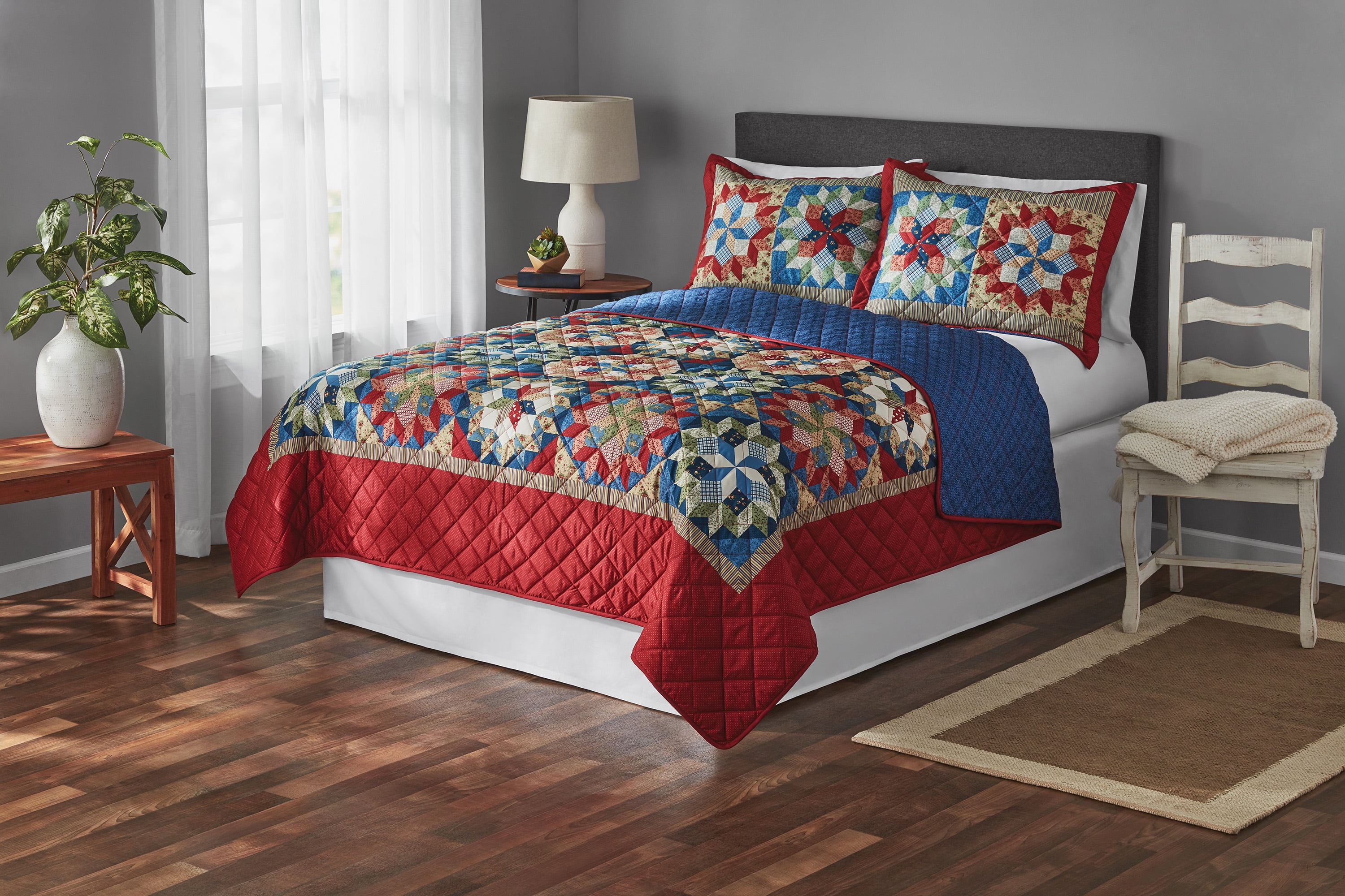 Mainstays Prarie Shooting Star Reversible Quilt Set, Full/Queen ...