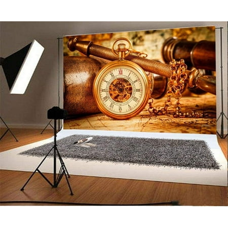 BSDHOME 7x5ft Photography Backdrop Vintage Comapss Clock Shabby ...