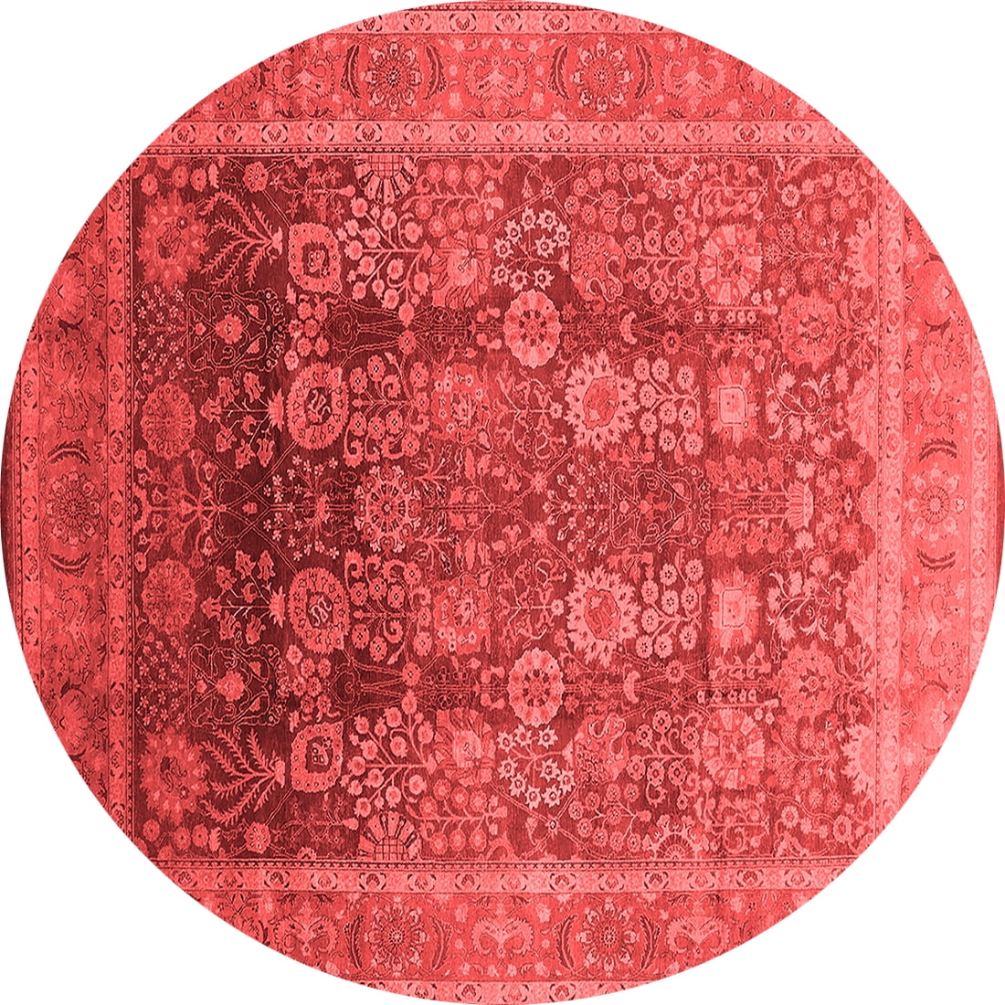 Ahgly Company Indoor Round Oriental Red Traditional Area Rugs, 5' Round ...