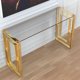 Cortesi Home Laila Console Table in Gold Stainless Steel and Clear ...