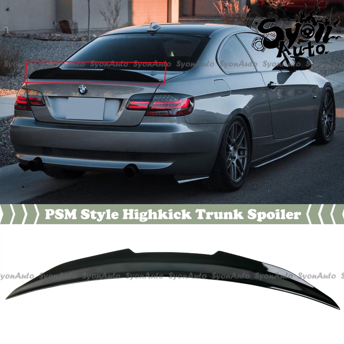 FITS 2007-2013 BMW E92 3 SERIES GLOSSY BLACK PSM STYLE HIGHKICK TRUNK ...