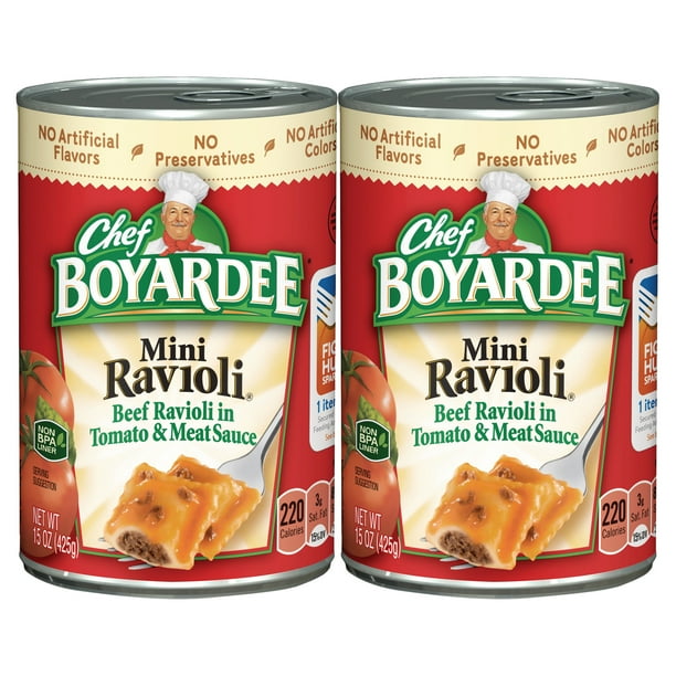 (2 pack) Chef Boyardee Mini Beef Ravioli in Tomato Sauce, Microwave ...