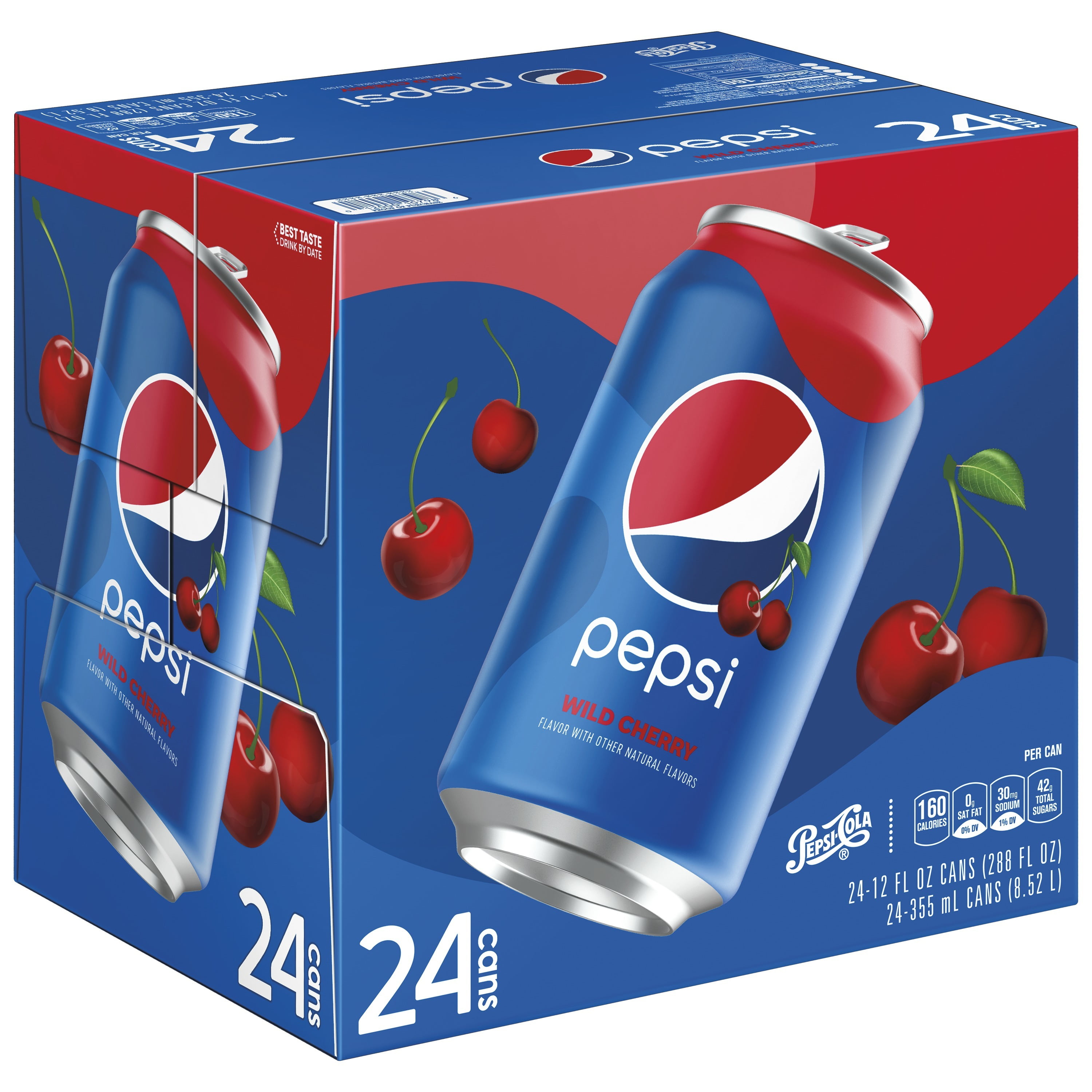 Buy Pepsi Cola Wild Cherry Soda Pop, 12 oz, 24 Pack Cans Online at ...