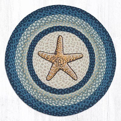 STARFISH Coastal 100% Natural Braided Jute Rug, 27" Round, Capitol ...