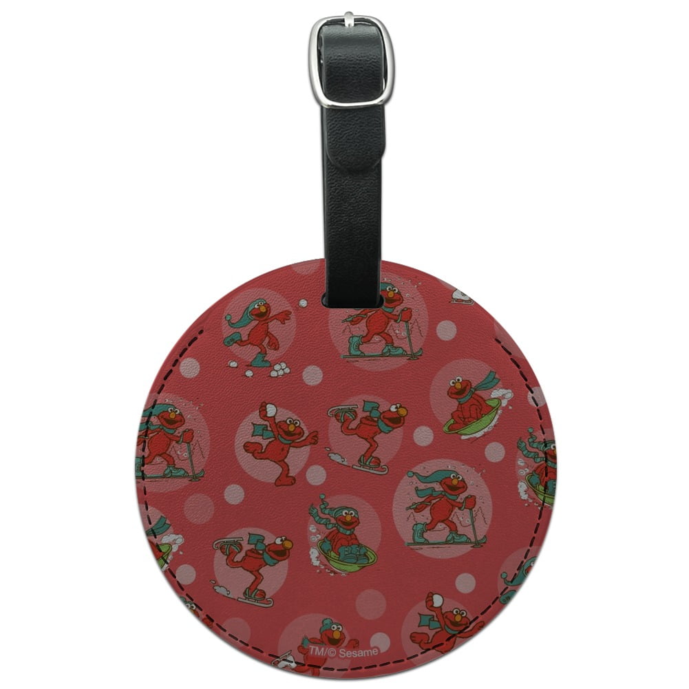Sesame Street Holiday Elmo Pattern Round Leather Luggage Card Suitcase ...