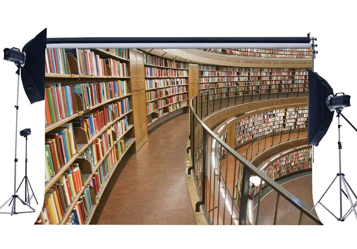 ABPHOTO Polyester 7x5ft Luxurious Bookcase Backdrop Retro Bookshelf ...