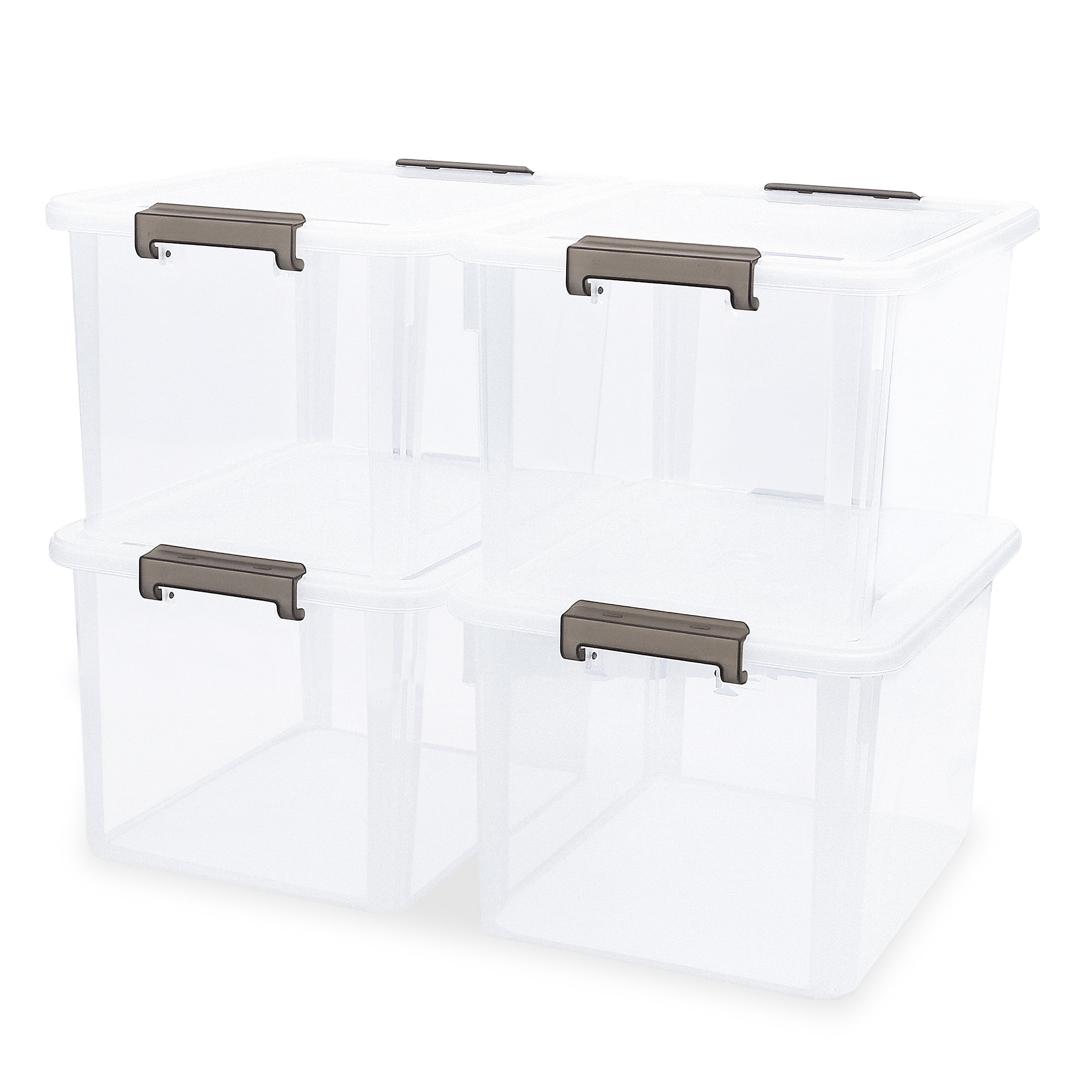 Citylife 32 QT Plastic Storage Bins with Latching Lids Stackable ...