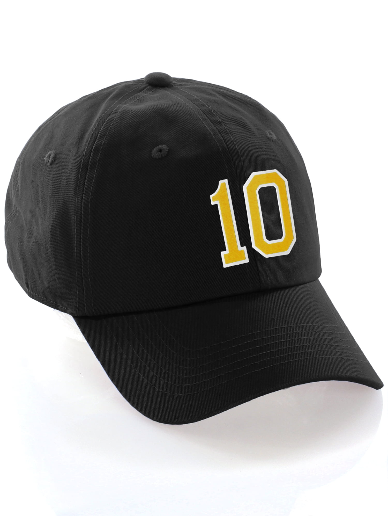 Customized Number Hat 00 to 99 Team Colors Baseball Cap, Black Hat ...