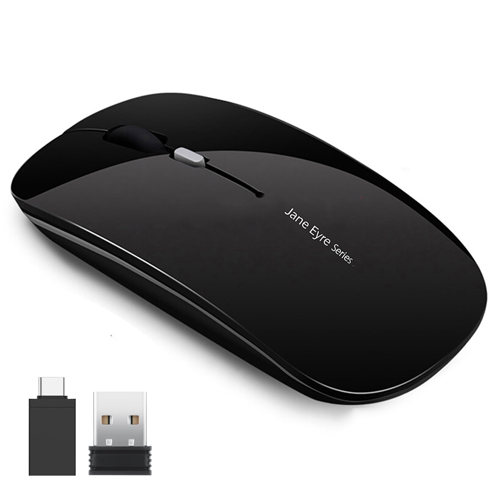 Uiosmuph Wireless Mouse, Silent, Rechargeable, USB Nano Receiver, Black ...