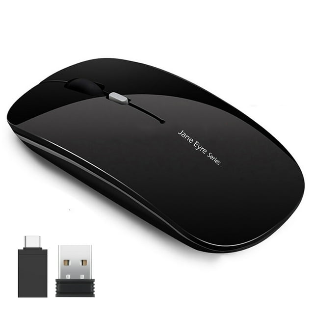 Uiosmuph Wireless Mouse, Silent, Rechargeable, USB Nano Receiver, Black ...