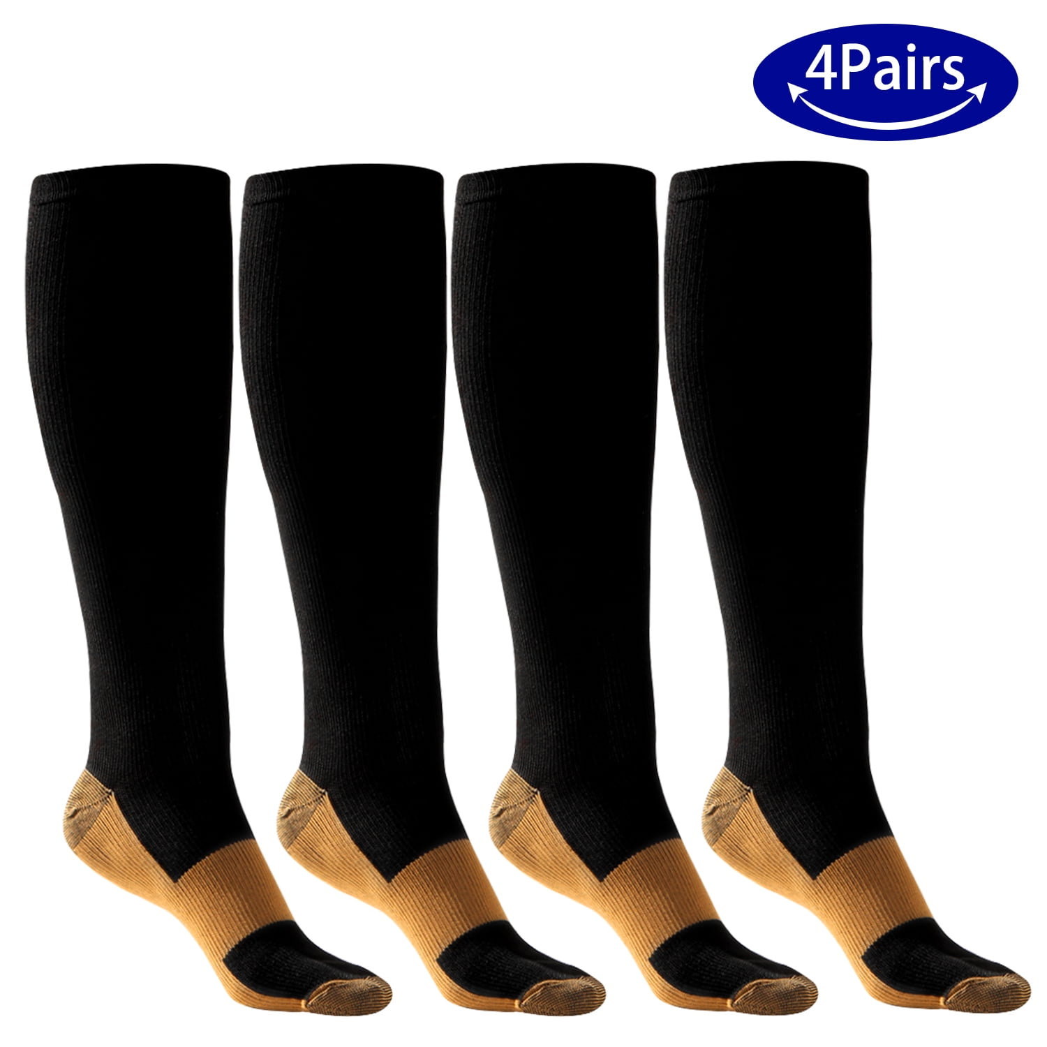 4 Pairs Elastic Compression Socks for Men Women, Non-shedding Moisture ...