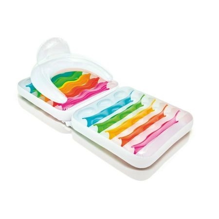 Intex Floating Inflatable Folding Pool Lounge Chair Float with Headrest ...