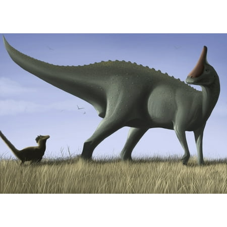 Tsintaosaurus spinorhinus and its offspring in an open field Poster ...