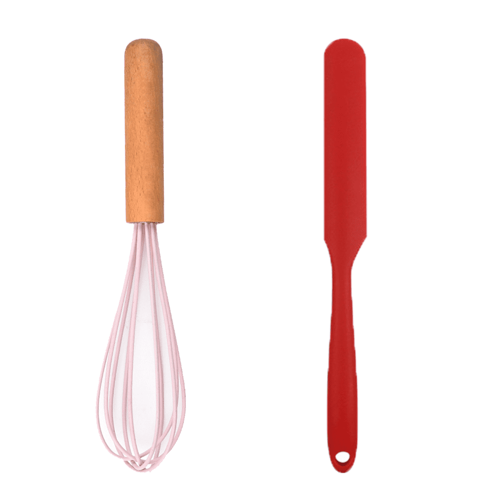 2 Piece Mini Kitchen Utensil Set- Silicone Kitchen Tools with wood ...