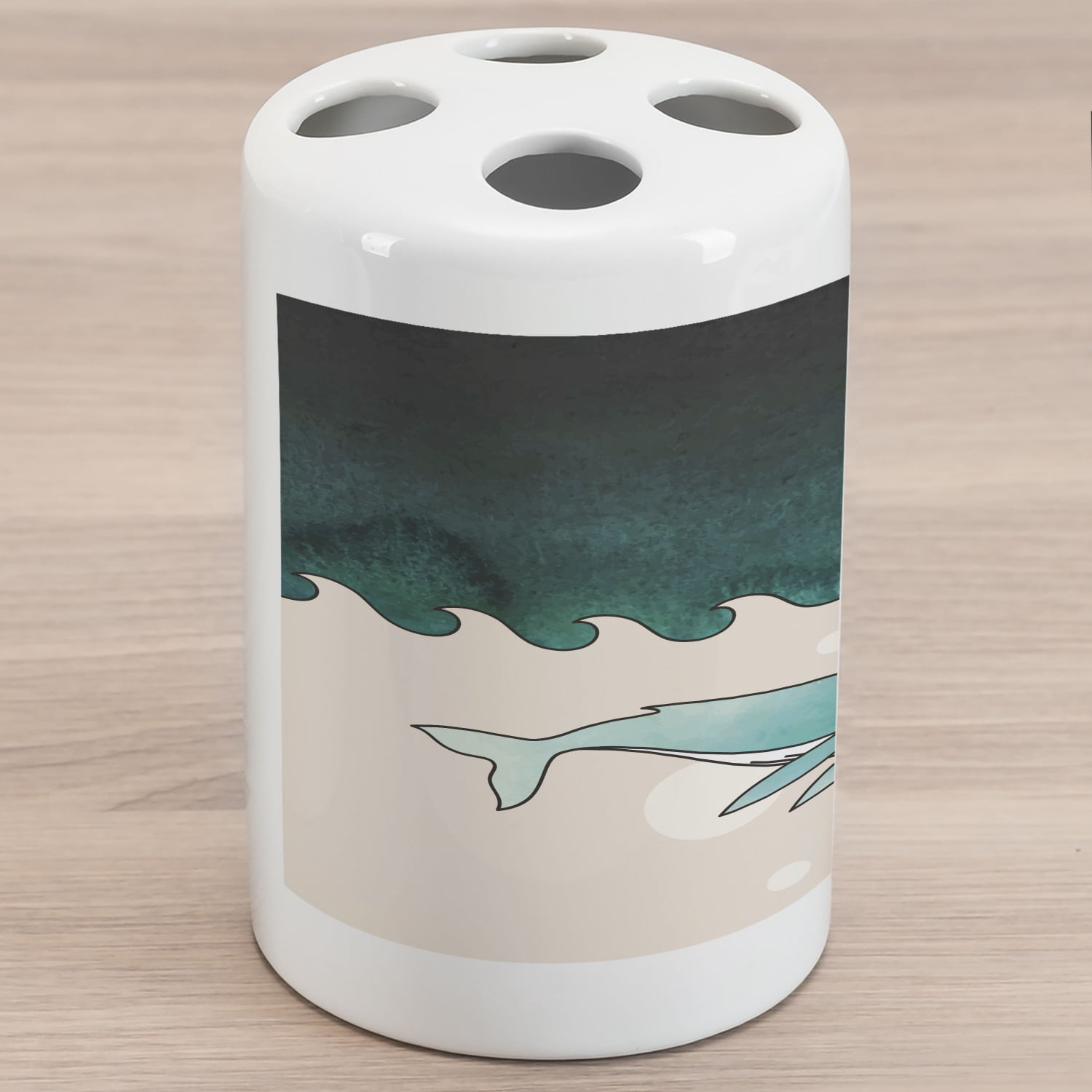 Whale Ceramic Toothbrush Holder, Fish Swimming in the Ocean Pattern ...