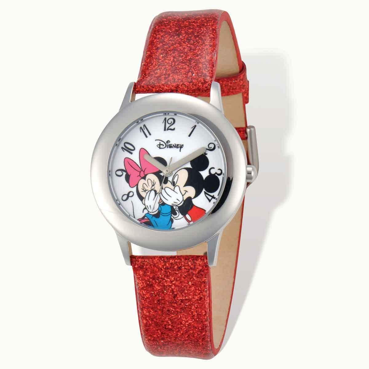 disney-mickey-minnie-mouse-girls-stainless-steel-watch-red-glitter