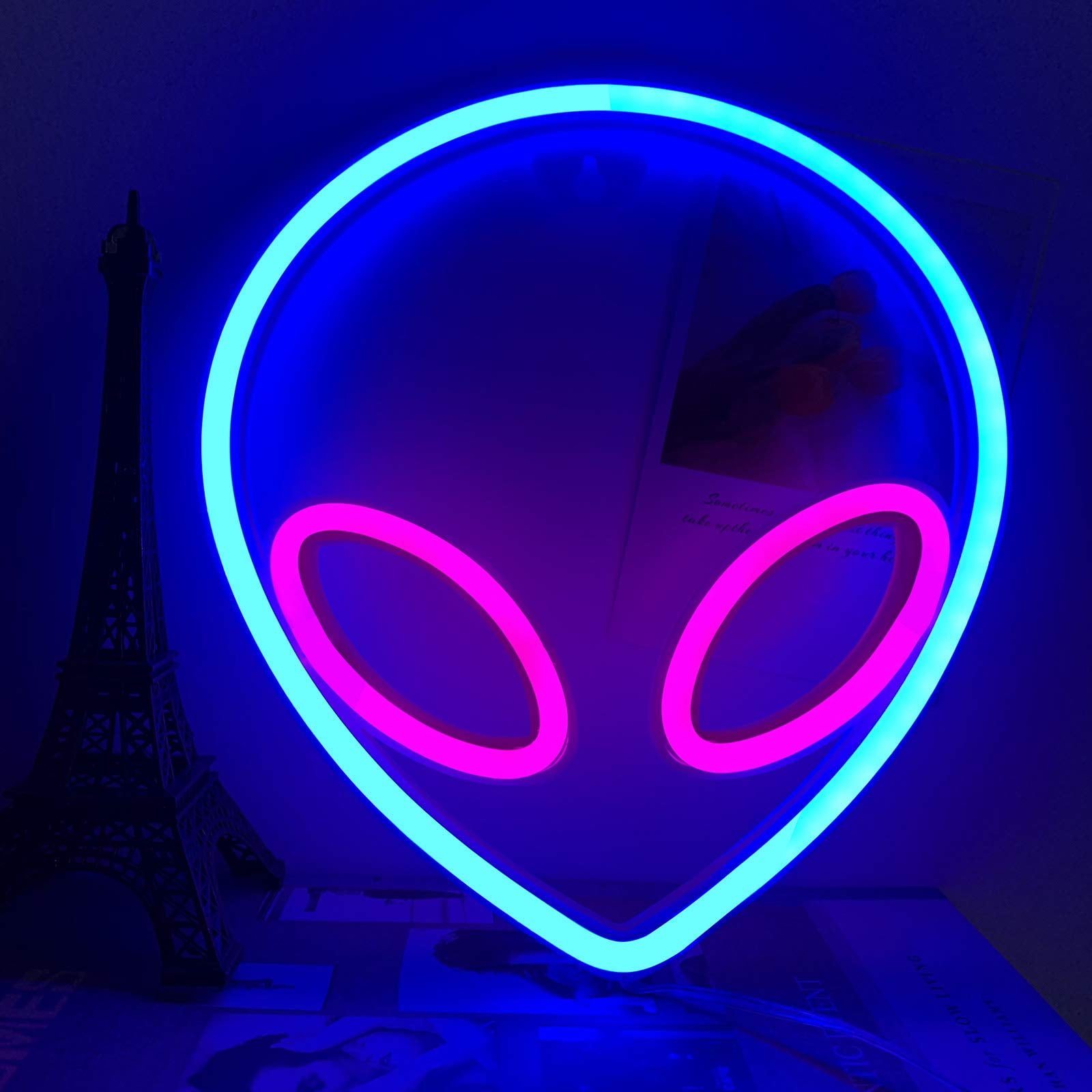 FOAUUH Alien Neon Signs for Bedroom Wall Decor Battery and USB Powered ...