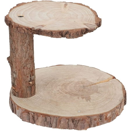 Wood Cupcake Stand 2 Tier Tree Bark Server for Meats Cheeses Crackers ...