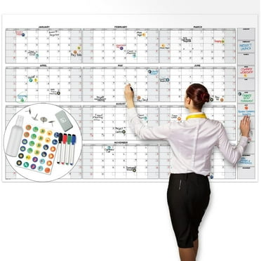 "SwiftGlimpse Large 48""x72"", Washable, Reusable Yearly Wall Calendar ...